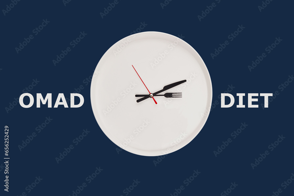 One Meal A Day - Fast. Clock face of white plate. Time restricted ...