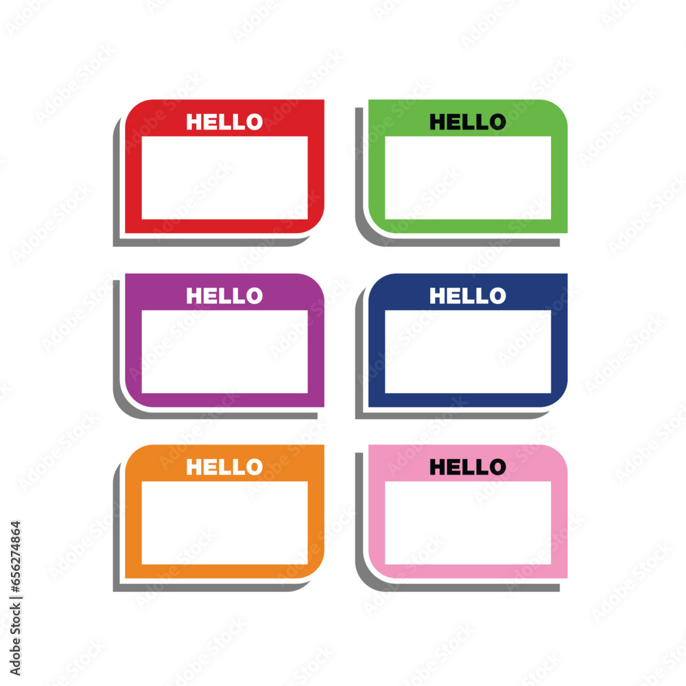 9 template illustrations set of colorful labels name stickers with ...