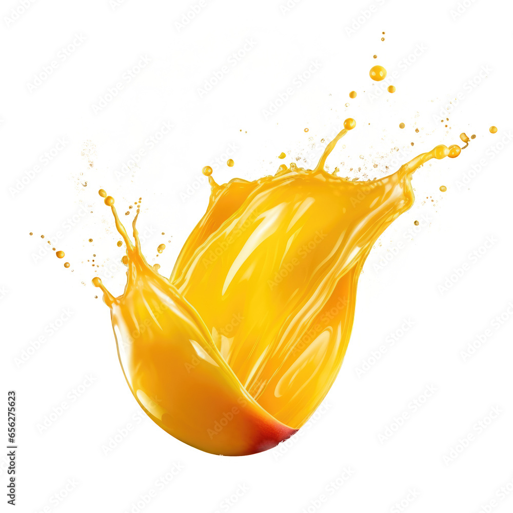 Mango juice wave splash isolated on white background with clipping path ...