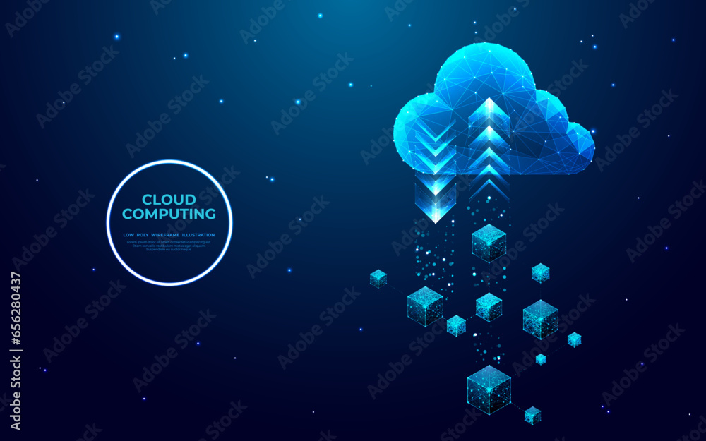 Digital cloud computing and blockchain technology. Abstract cloud with ...