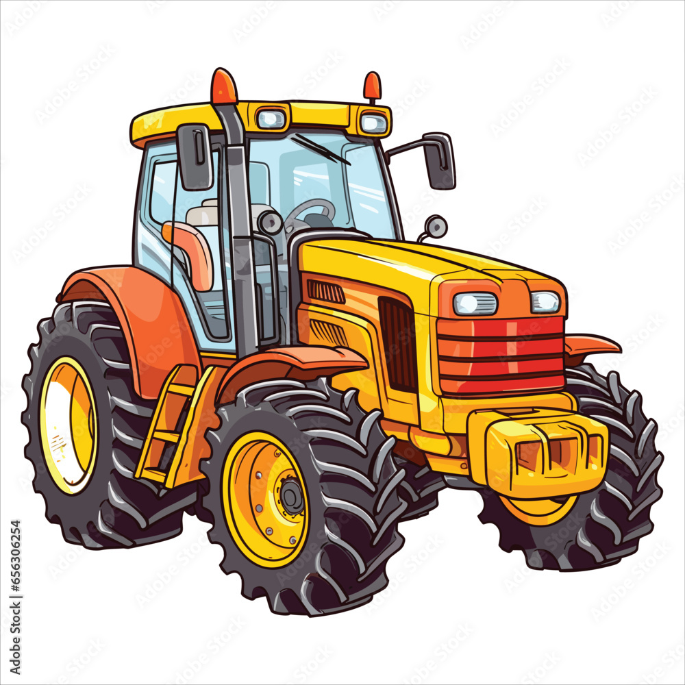 Cartoon tractor isolated on a white background. Tractor. Agricultural ...