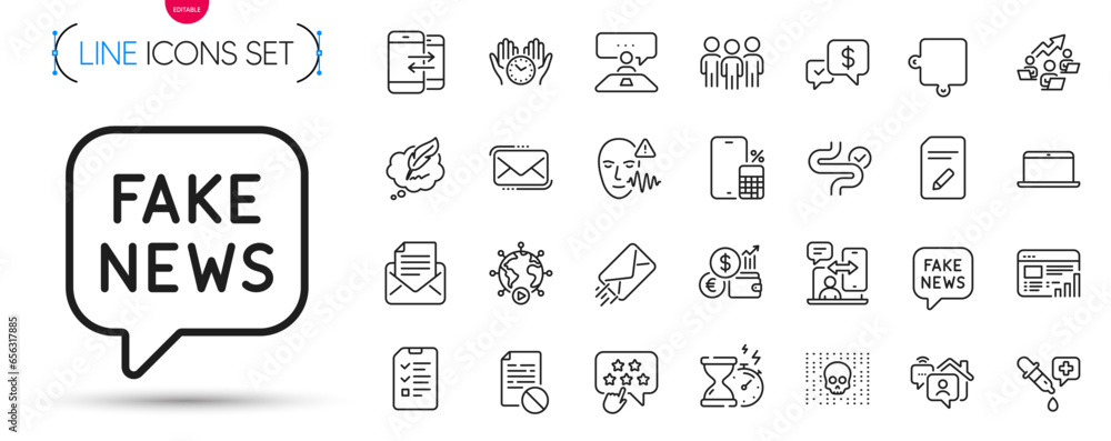 Pack of Web report, Chemistry pipette and Laptop line icons. Include ...