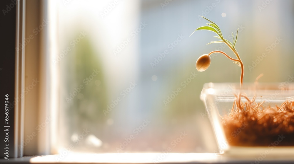Initial stages of a single sprouting seed Stock Photo | Adobe Stock