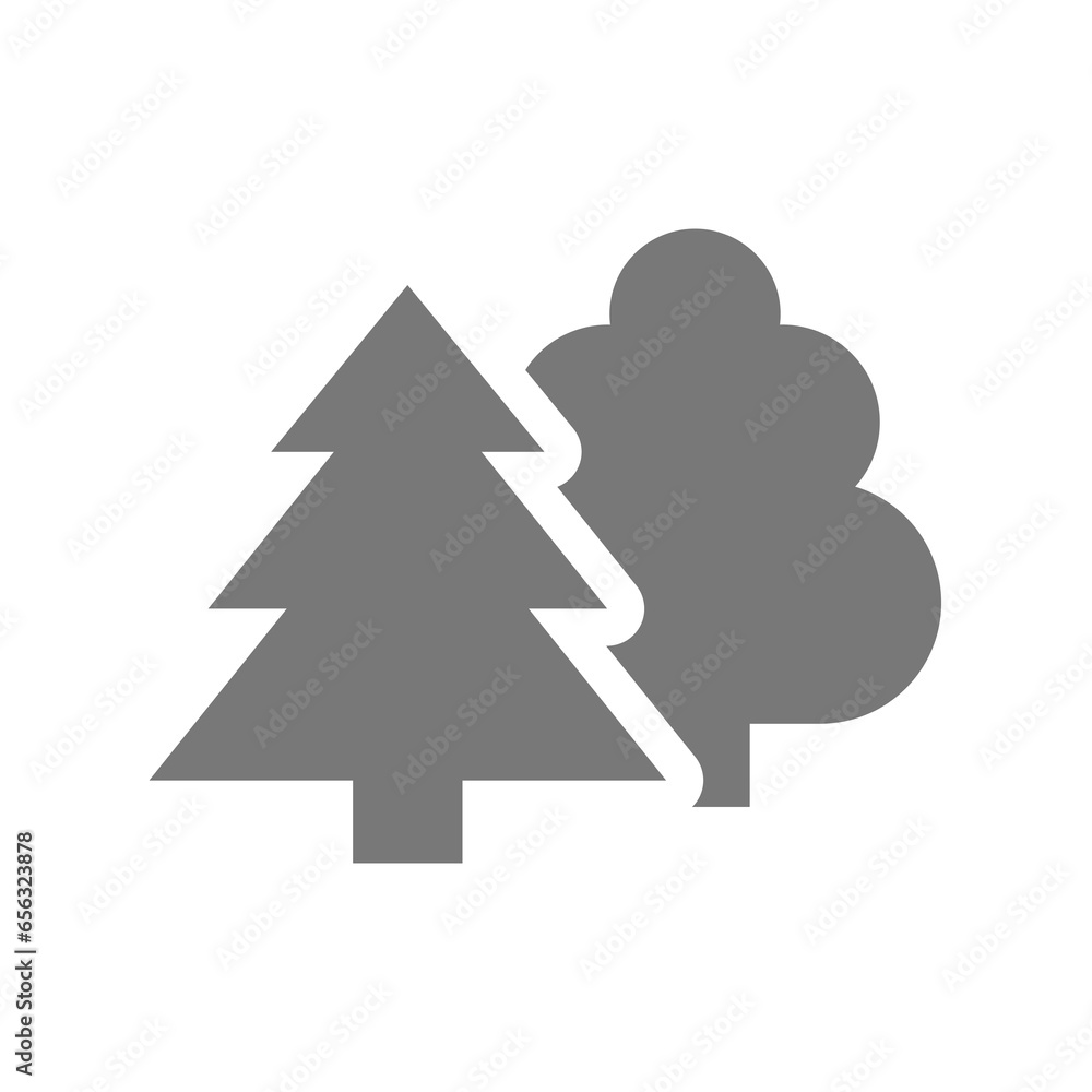 Trees, broadleaf and pine, vector icon. Forest and nature tree symbol ...