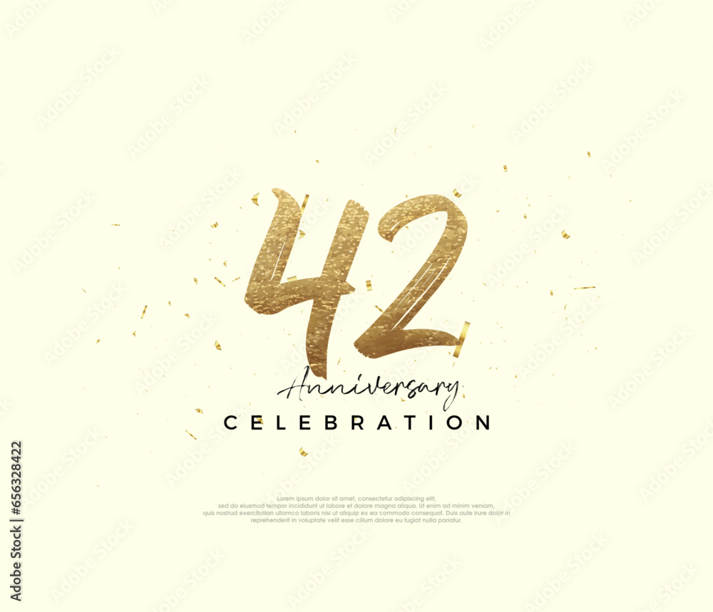 42nd anniversary celebration, with gold glitter numbers. Premium vector ...