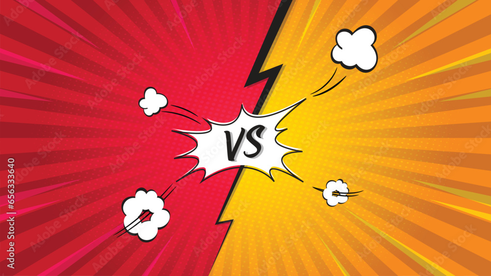 Red and orange comic book versus template background. Comic book style ...