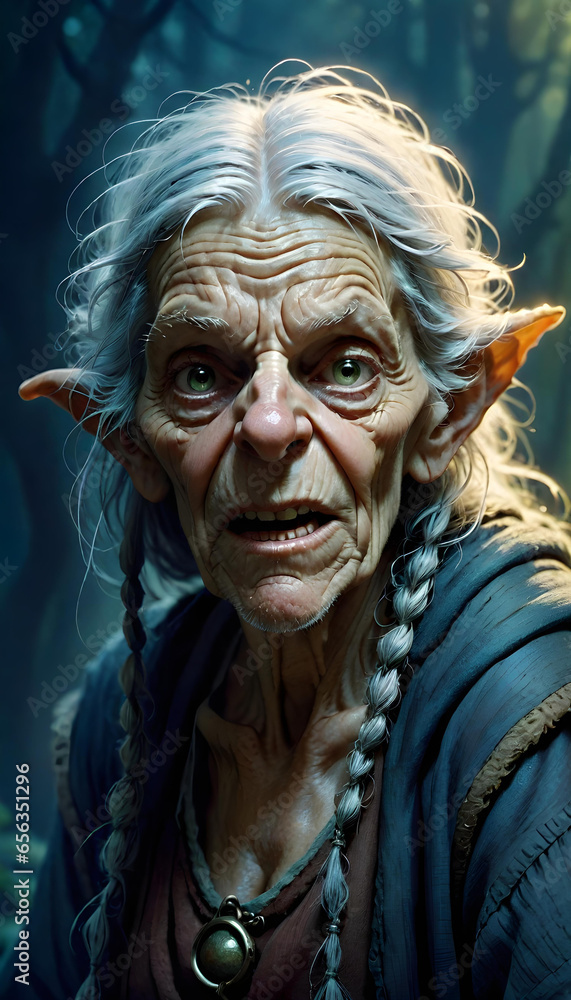 ugly old witch in a forest, fairy tale style generative ai Stock Illustration | Adobe Stock