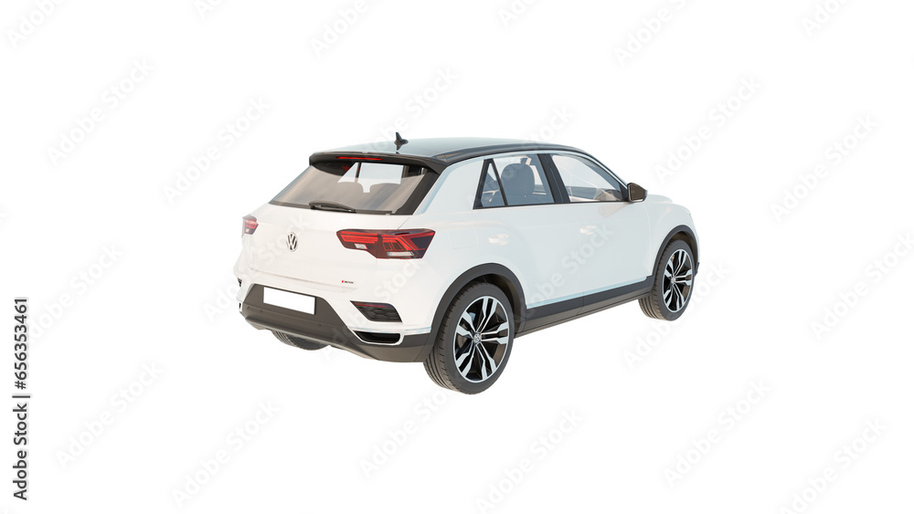 3d rendering of WHITE VOLKSWAGEN T-ROC car isolated on white background ...