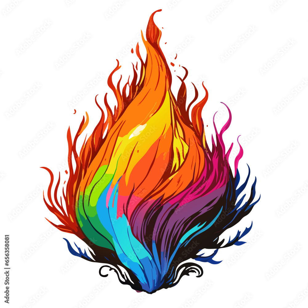 rainbow fire, rainbow flame, fire, flame, vector, no background, png ...