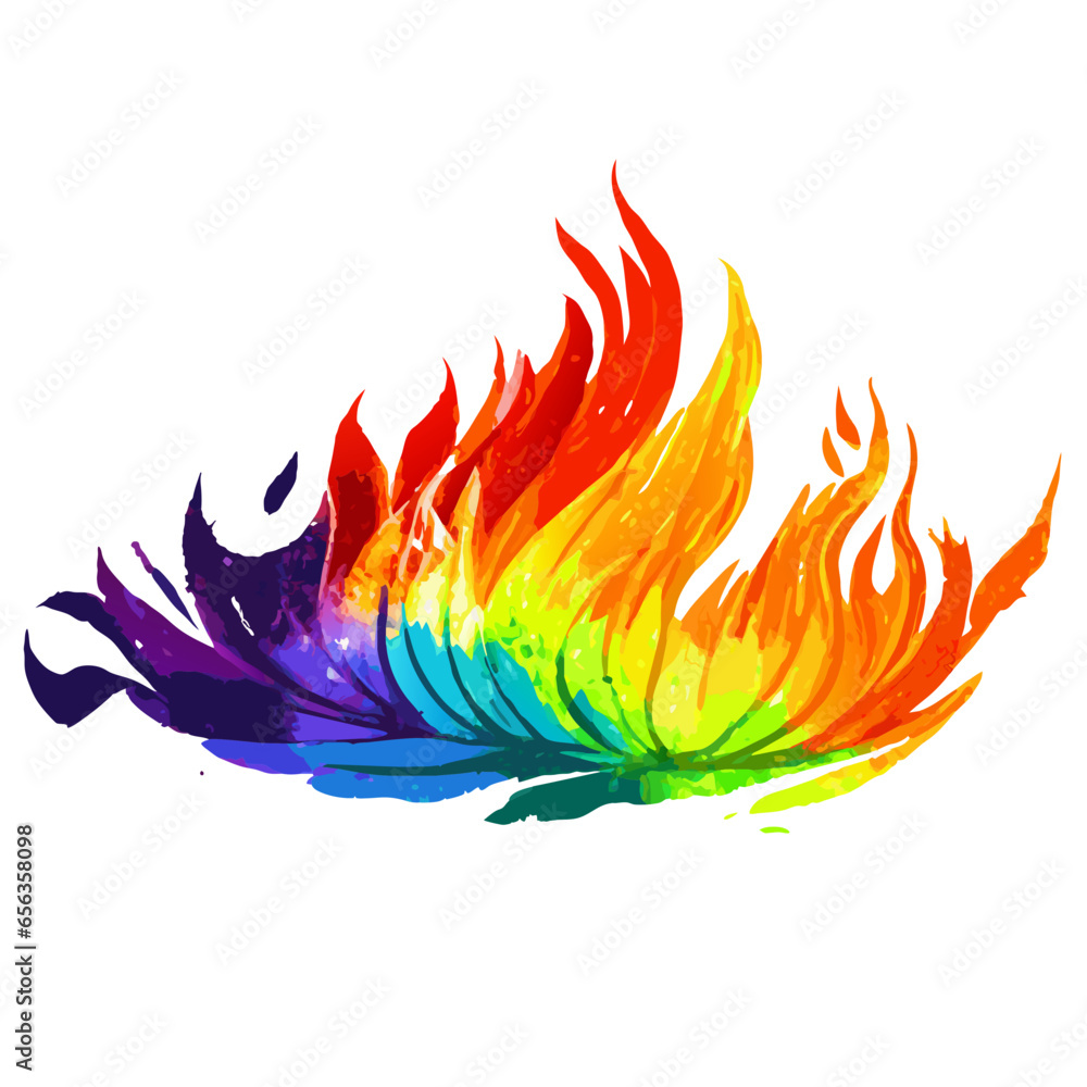 rainbow fire, rainbow flame, fire, flame, vector, no background, png, svg, Colorful flames Stock ...