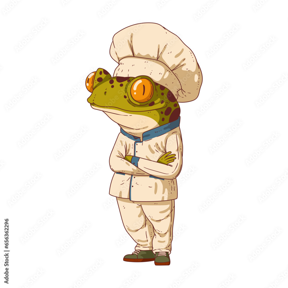 Frog man, isolated vector illustration. Cartoon image of a toad dressed ...