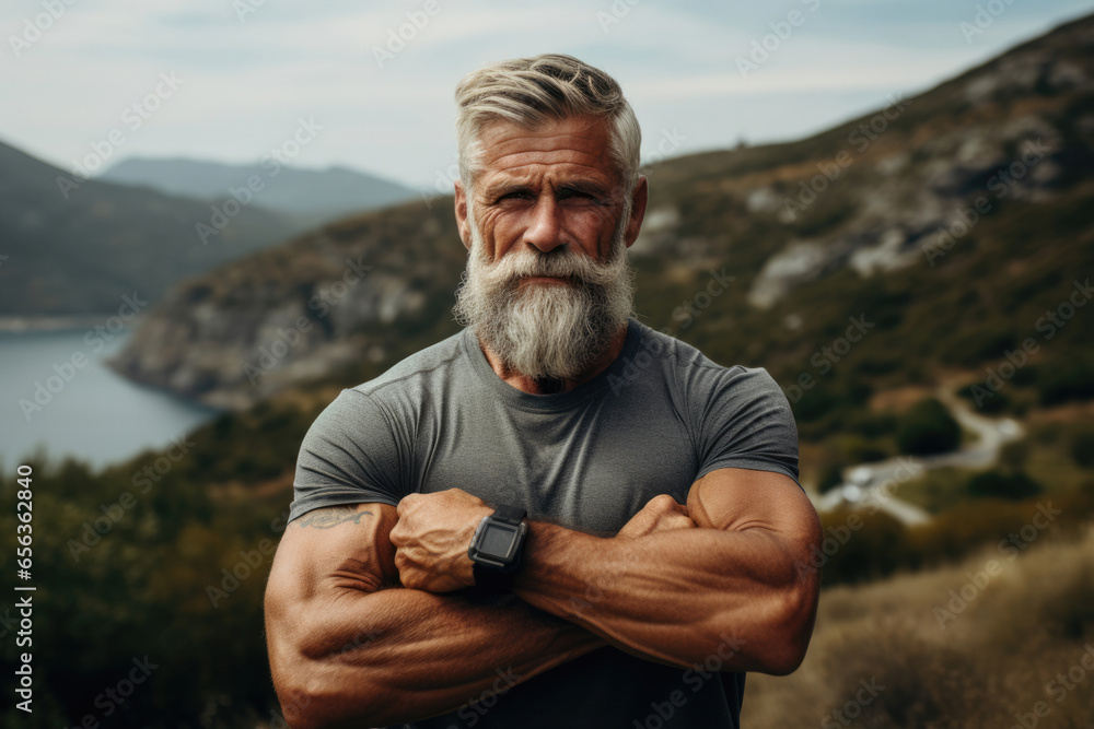 Gray bearded brutal senior bodybuilder with huge muscles Stock Photo ...