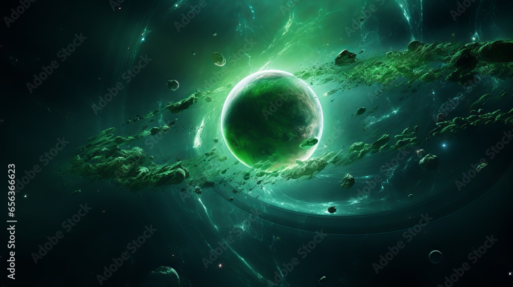 Green planet in space: a unique and beautiful view of a living world in the cosmos foto de Stock ...
