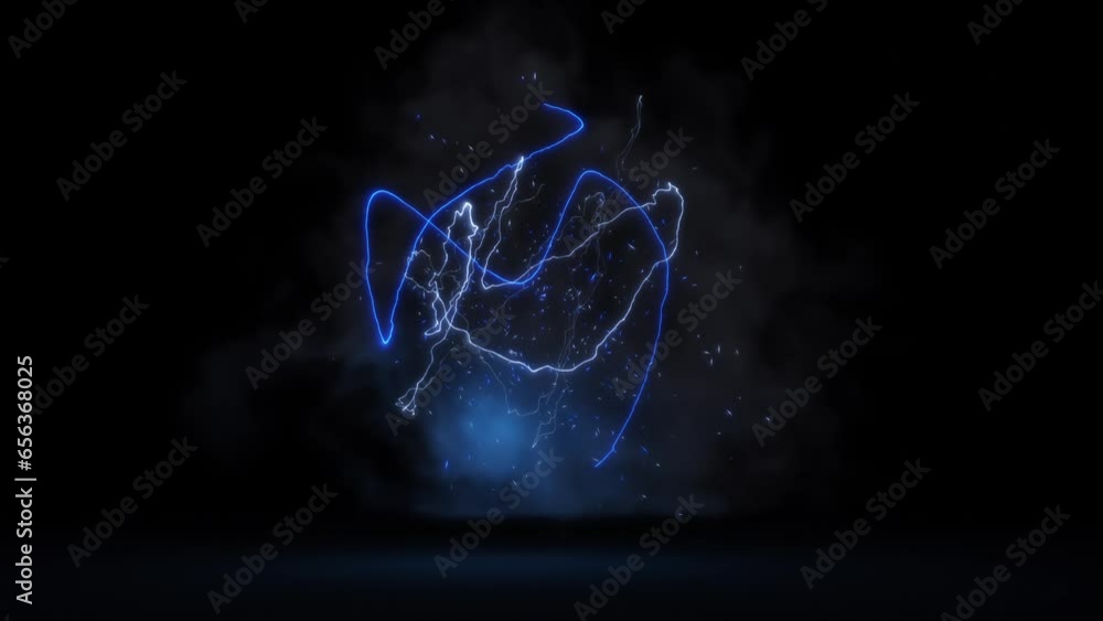 3d animation of a high voltage electric arc discharge on black ...