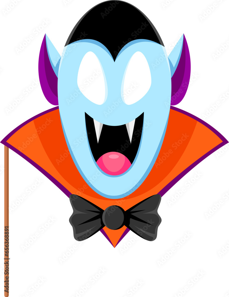 Cartoon Halloween photo booth Dracula mask with props. Isolated vector ...