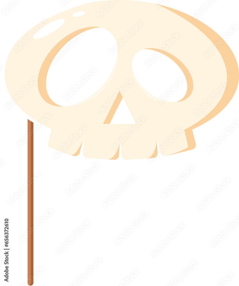 Cartoon Halloween photo booth skull mask with props. Isolated vector ...