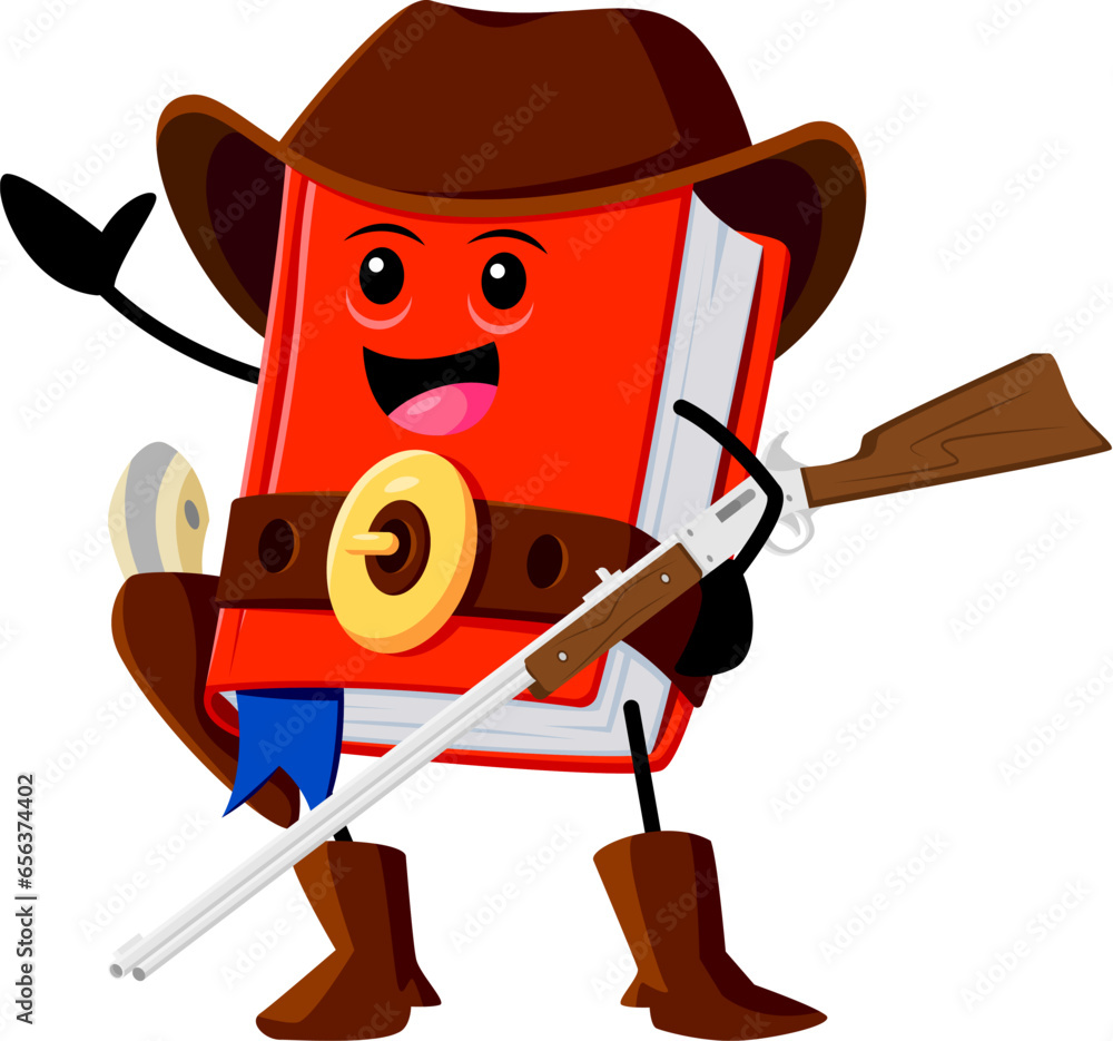 Cartoon textbook school supply cowboy, ranger, sheriff and robber ...