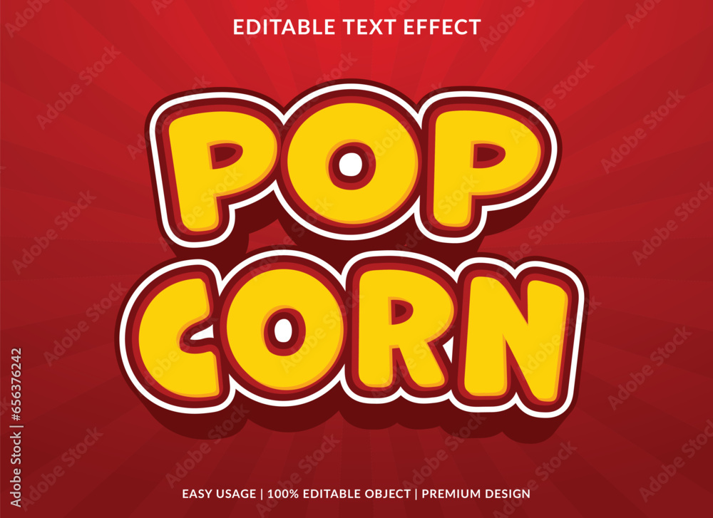 popcorn text effect template design with 3d style use for business ...
