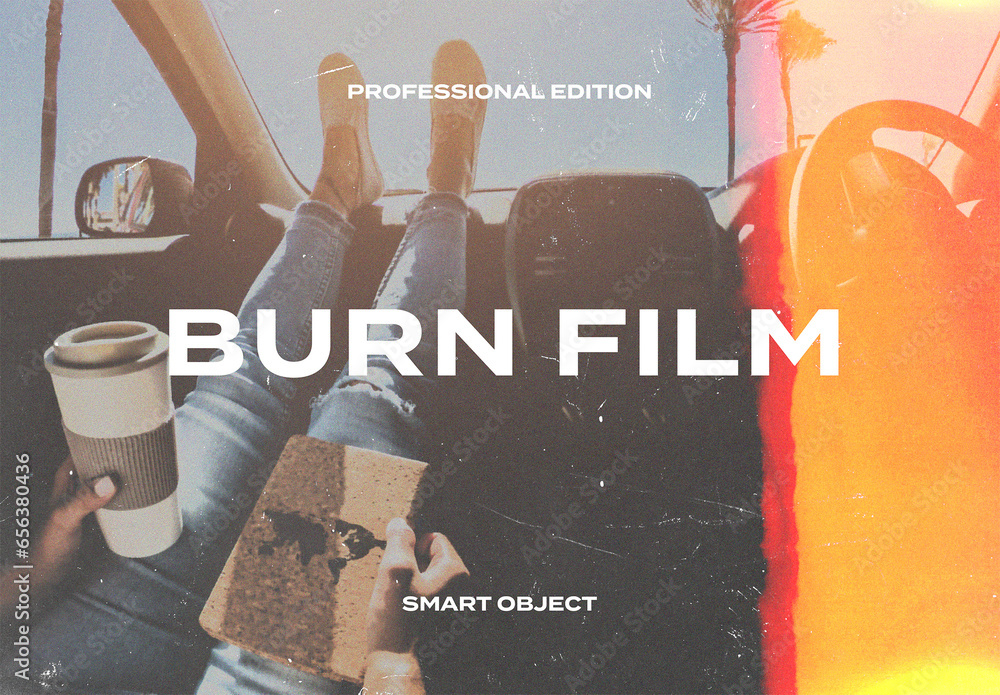 Burn Film Light Leak Photo Effect Mockup Template Texture Overlay Print ...