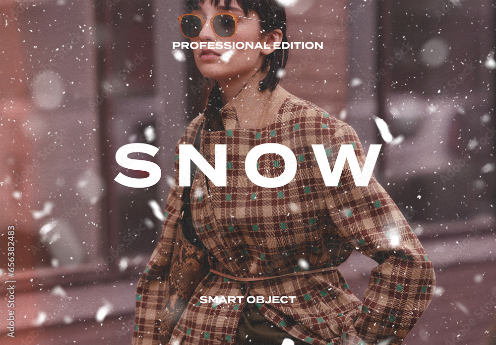 Snow Snowing Photo Effect Mockup Template Texture Overlay Print Stock ...