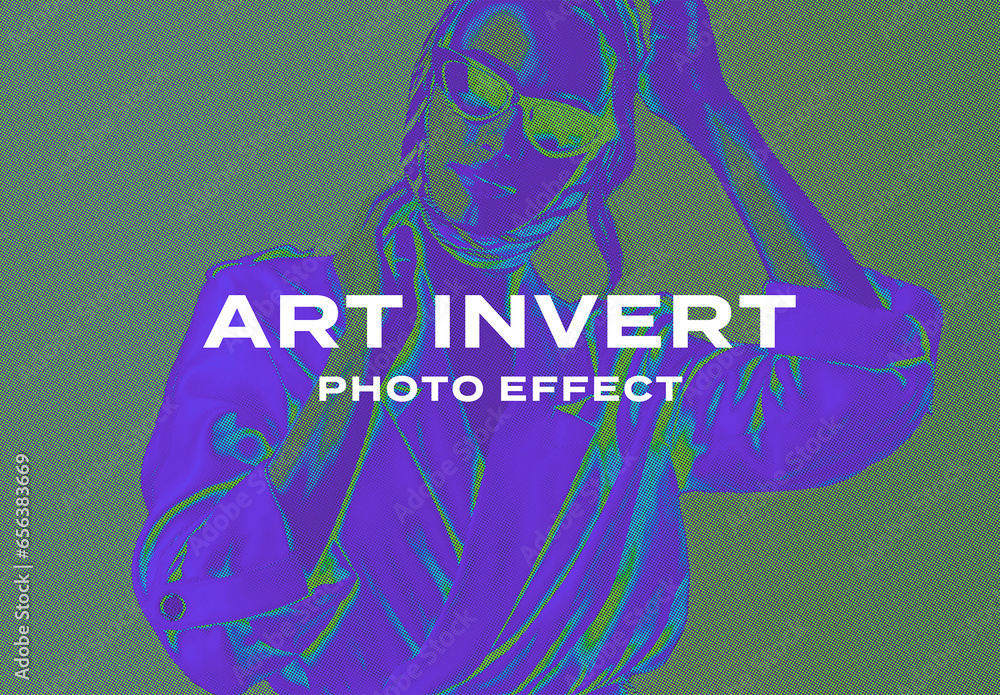 Art Invert Pop Retro Photo Effect Mockup Template Texture Overlay Print ...