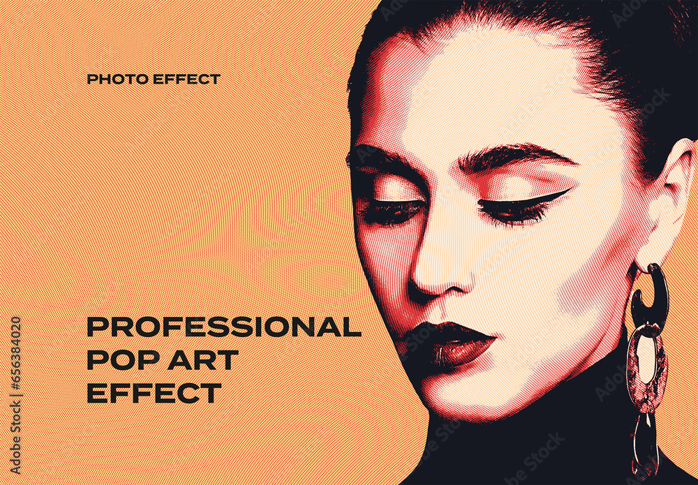 Pop Art Retro Poster Posterized Photo Effect Mockup Template Texture ...