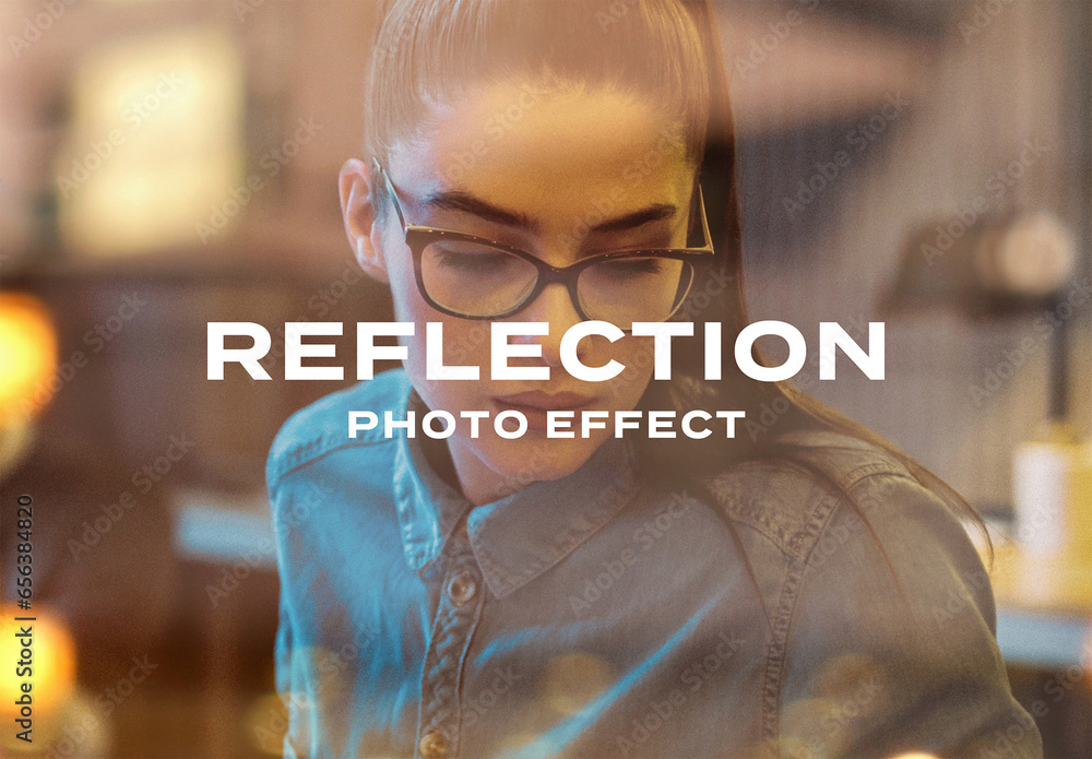 Reflection Window Street Photo Effect Mockup Template Texture Overlay ...