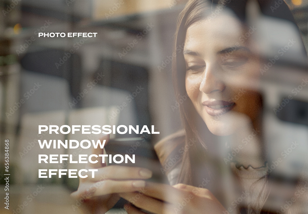 Reflection Window Street Photo Effect Mockup Template Texture Overlay Print Stock Template ...