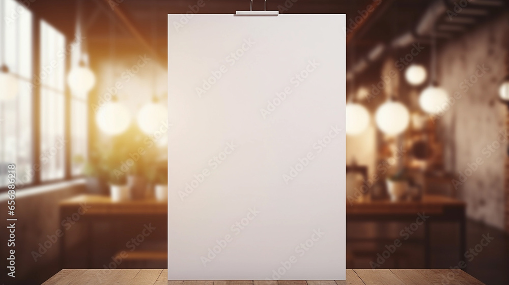 Mockup with a Blank Sheet of Paper in a Bar Restaurant. Hanging on a ...