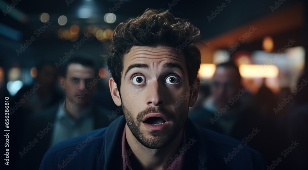 Office workers intensely shocked by what they see in front of them ...