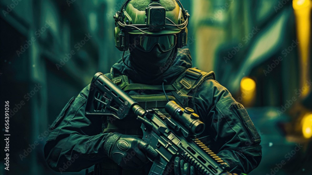 Covert Operative A Special Forces Soldier in a Tactical Uniform and ...