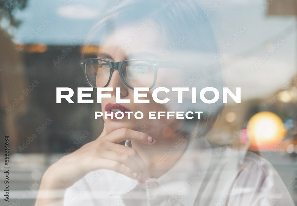 Reflection Window Street Photo Effect Mockup Template Texture Overlay ...