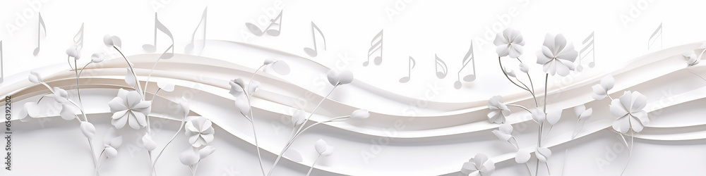 white background symbols of the notes on the sheet music a long narrow ...