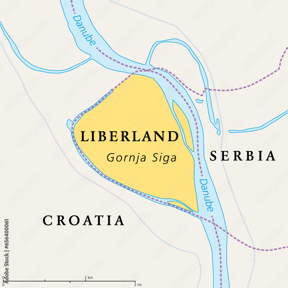 Stockvector Free Republic of Liberland, political map. Unrecognized ...