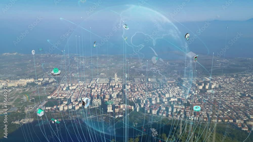 Smart city IOT internet of thing ICT digital technology futuristic ...