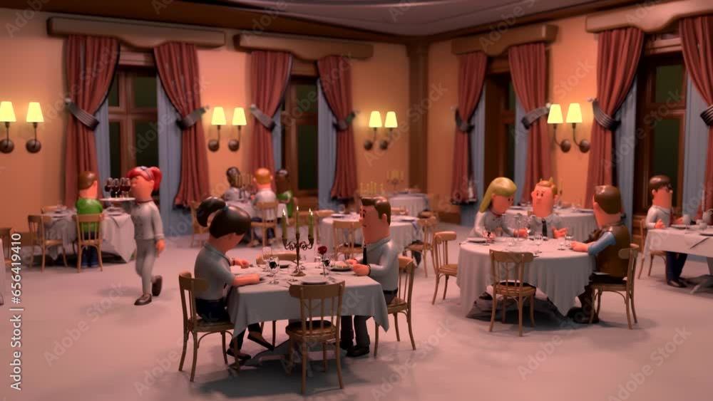 Business people sitting and having dinner at luxury 5 star hotel ...