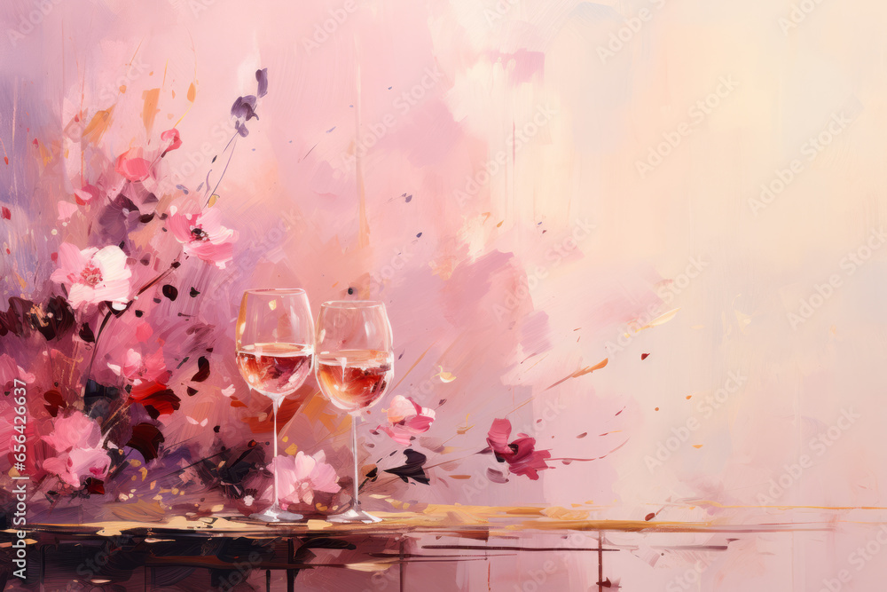 date night wallpaper, with wine glasses Stock Illustration | Adobe Stock
