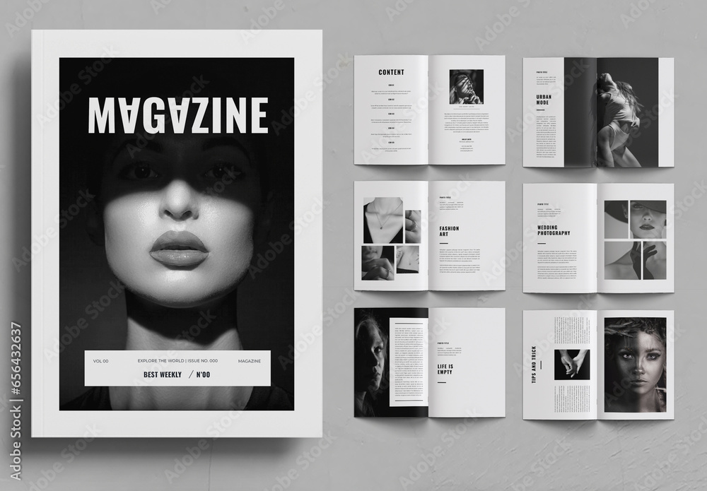 Photo Magazine Design Layout Stock Template | Adobe Stock