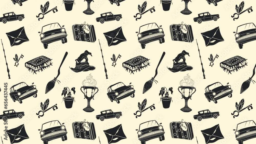 Doodle magic things from a wizard school animation Loop Background ...