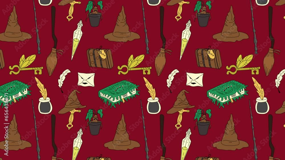 Doodle magic things from a wizard school animation Loop Background ...