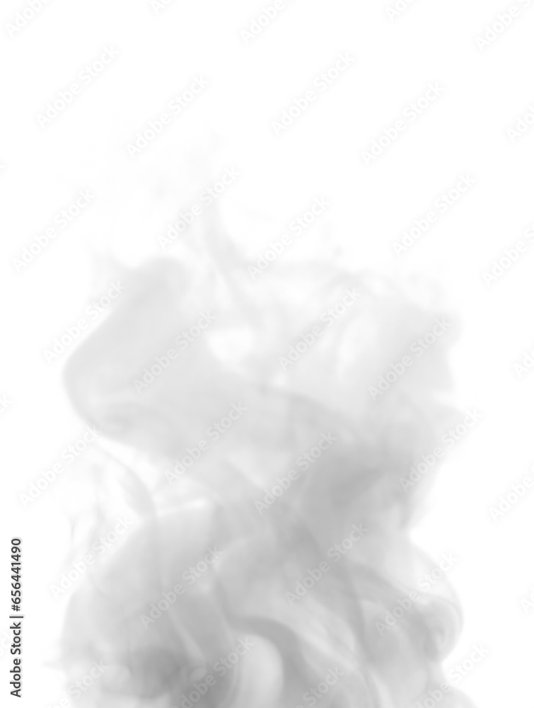 Abstract black puffs of smoke swirl overlay on transparent background ...
