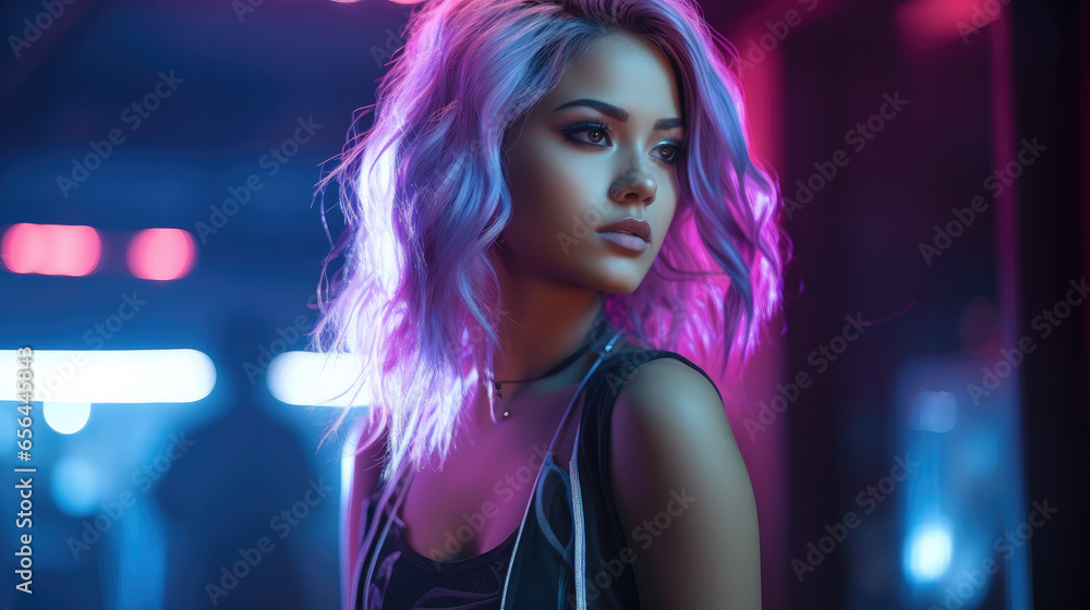 young and pretty girl with grey hair full body latina created with ...