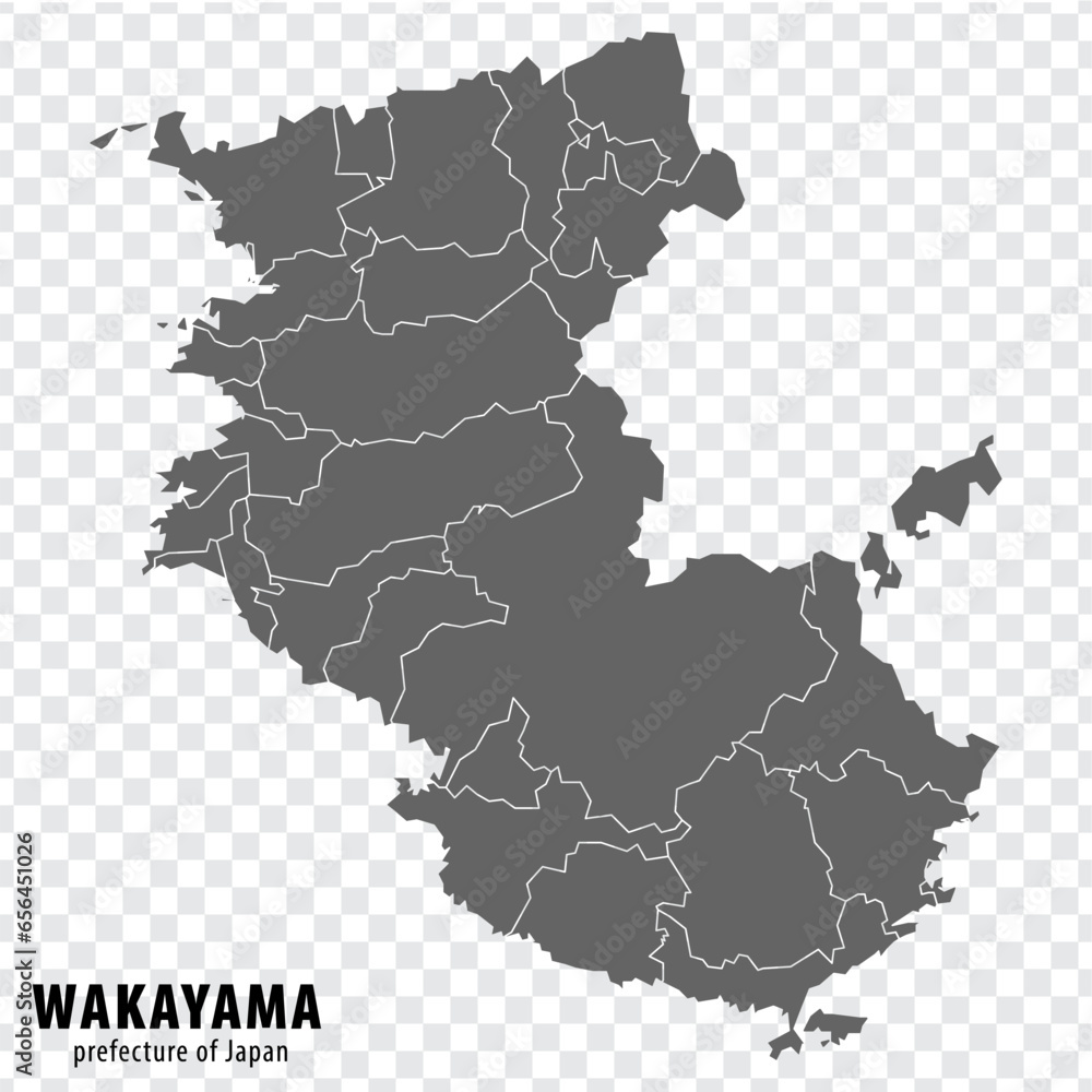 Blank map Wakayama Prefecture of Japan. High quality map Wakayama with ...