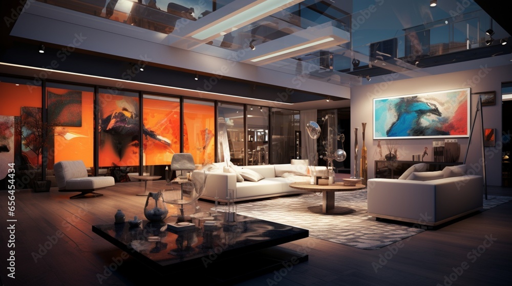 future home decor theme inspired by the concept of digital art gallery ...