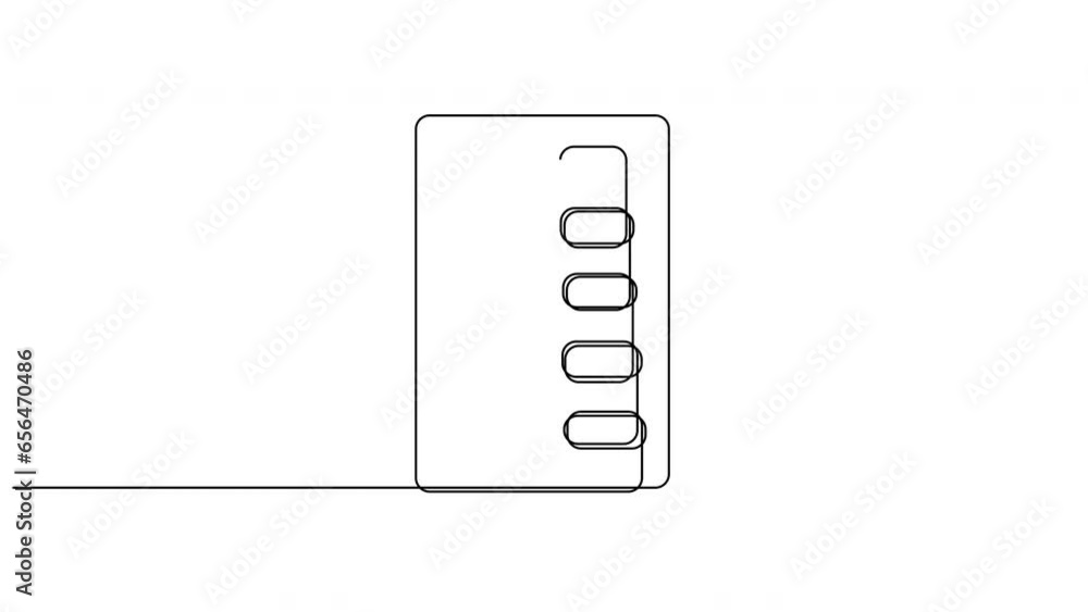 Self drawing animation of blister with pills made with continuous one ...