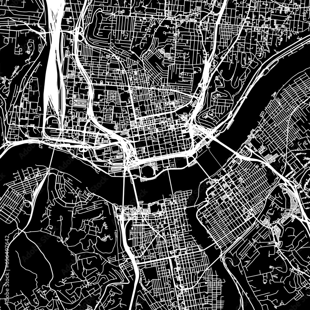 1:1 square aspect ratio vector road map of the city of Cincinnati Ohio ...