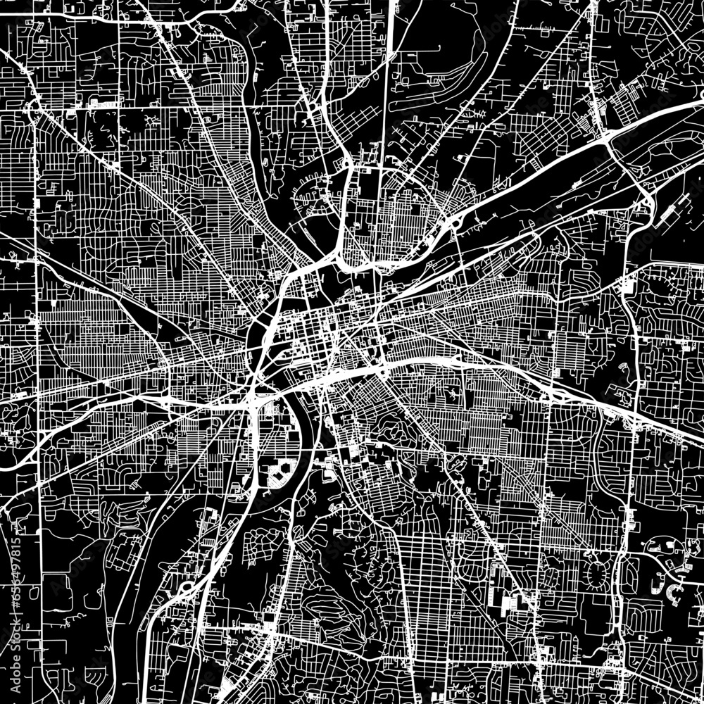 1:1 square aspect ratio vector road map of the city of Dayton Ohio in ...