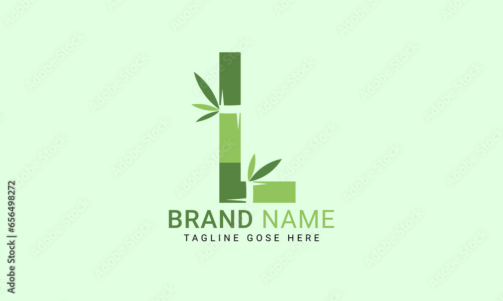 Initial L alphabet with bamboo leaf. eco-friendly logo concept. Letter ...