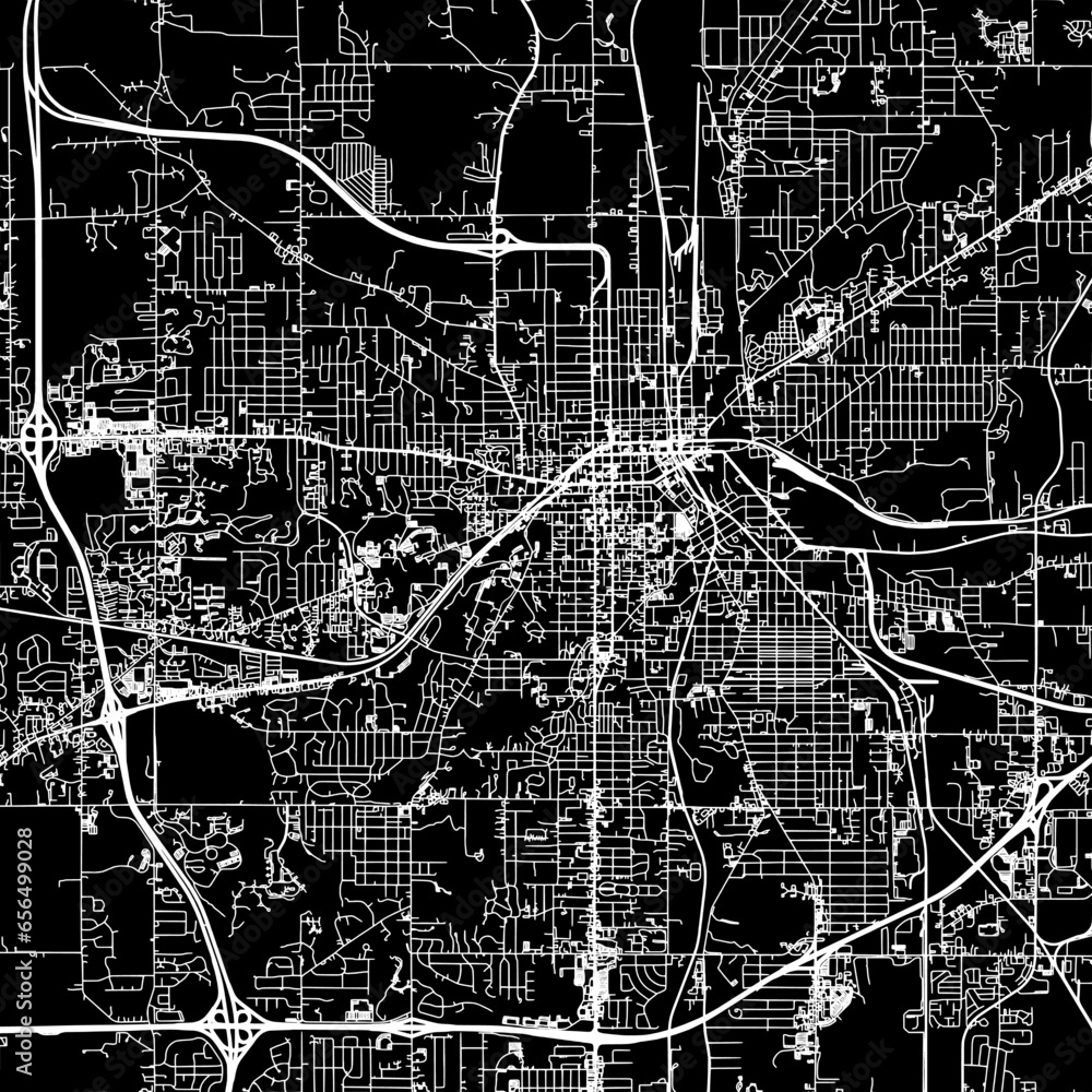 1:1 square aspect ratio vector road map of the city of Kalamazoo ...