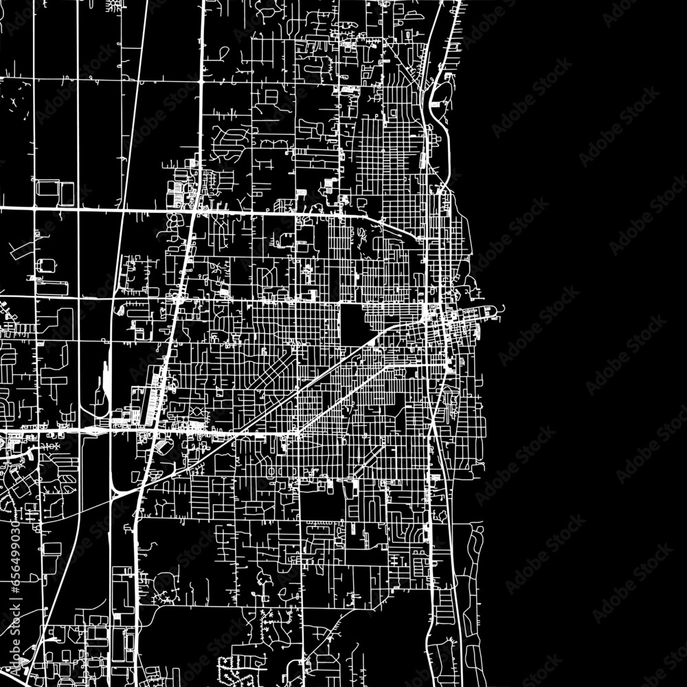 1:1 square aspect ratio vector road map of the city of Kenosha ...
